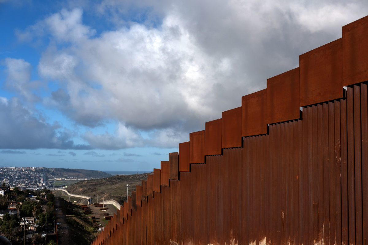 A section of the reinforced U.S.-Mexico border fence as seen from ...